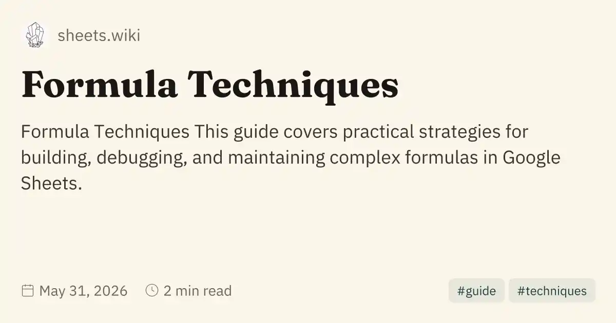 Formula Techniques